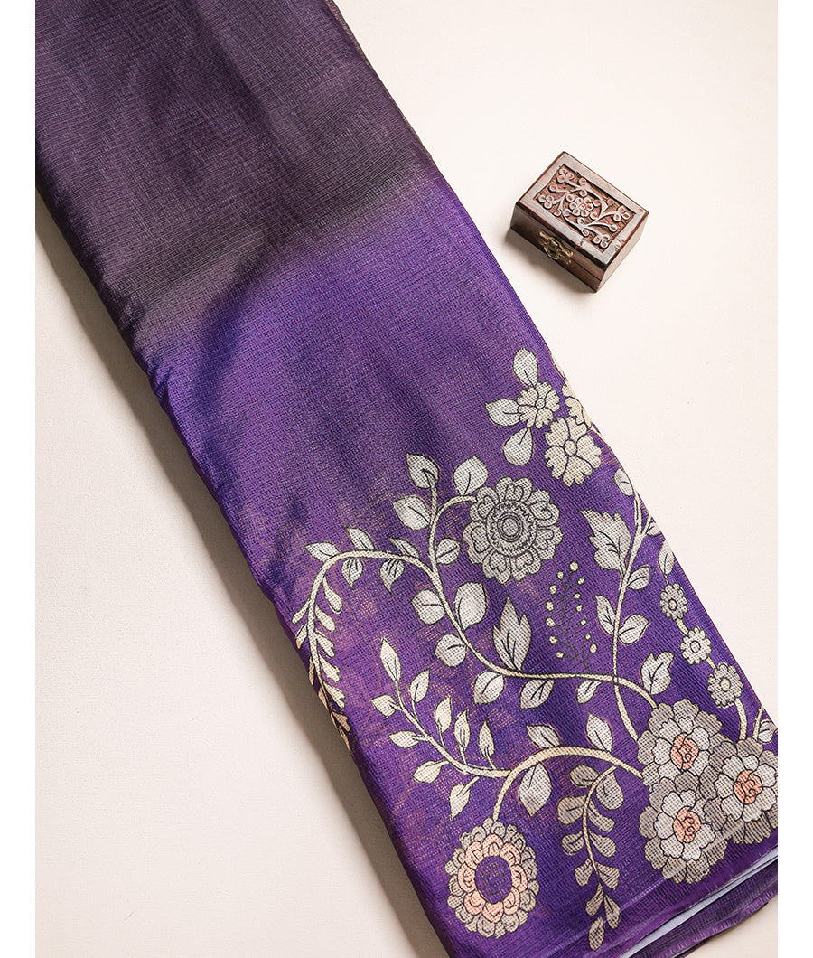 OMBRE POLY KOTA DIGITAL KALAMKARI PRINTED FABRIC – Fabloein